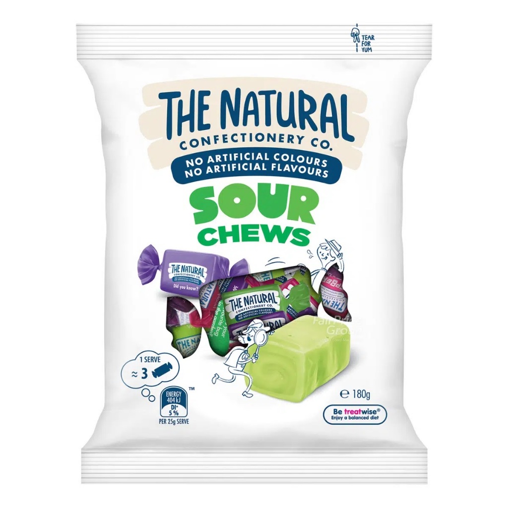 Jual The Natural Confectionery Co. Chews Candies Sour 180g | Shopee ...