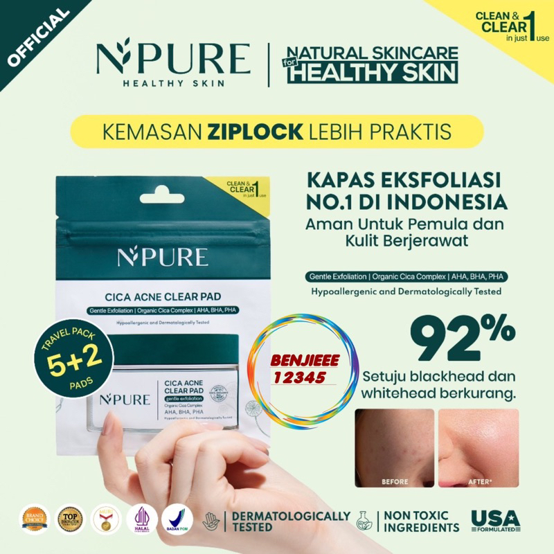 Jual Npure Cica Clearpad SACHET isi 5+2 pad centella asiatica N’pure N ...
