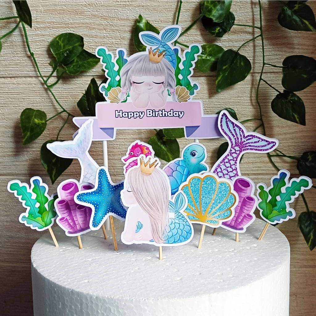 Jual Toper Putri Duyung Custom Nama untuk Hiasan Kue Ulang Tahun ...