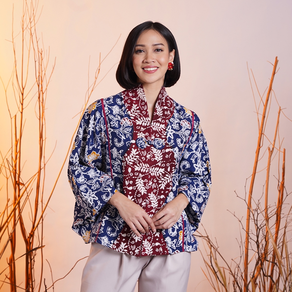 Jual NONA RARA-Wing Wng T2483,Baju kerja blouse batik wanita modern ...