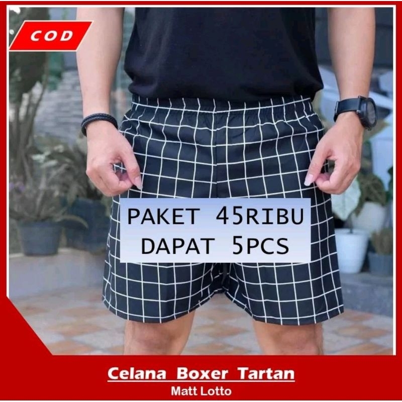 Jual PROMO 40 RB DAPAT 5 PCS CELANA BOXER PRIA DAN WANITA BOXER TARTAN ...