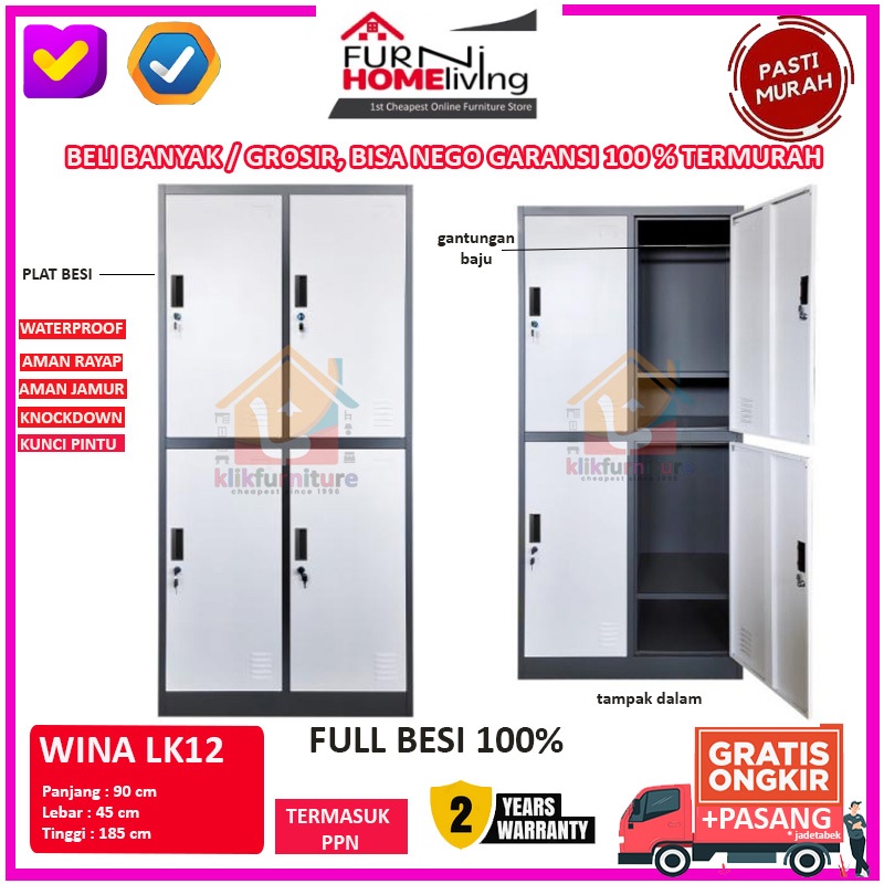 Jual (Khusus Cargo)Lemari Kabinet Loker Besi 4 Pintu Ada Gantungan Baju ...