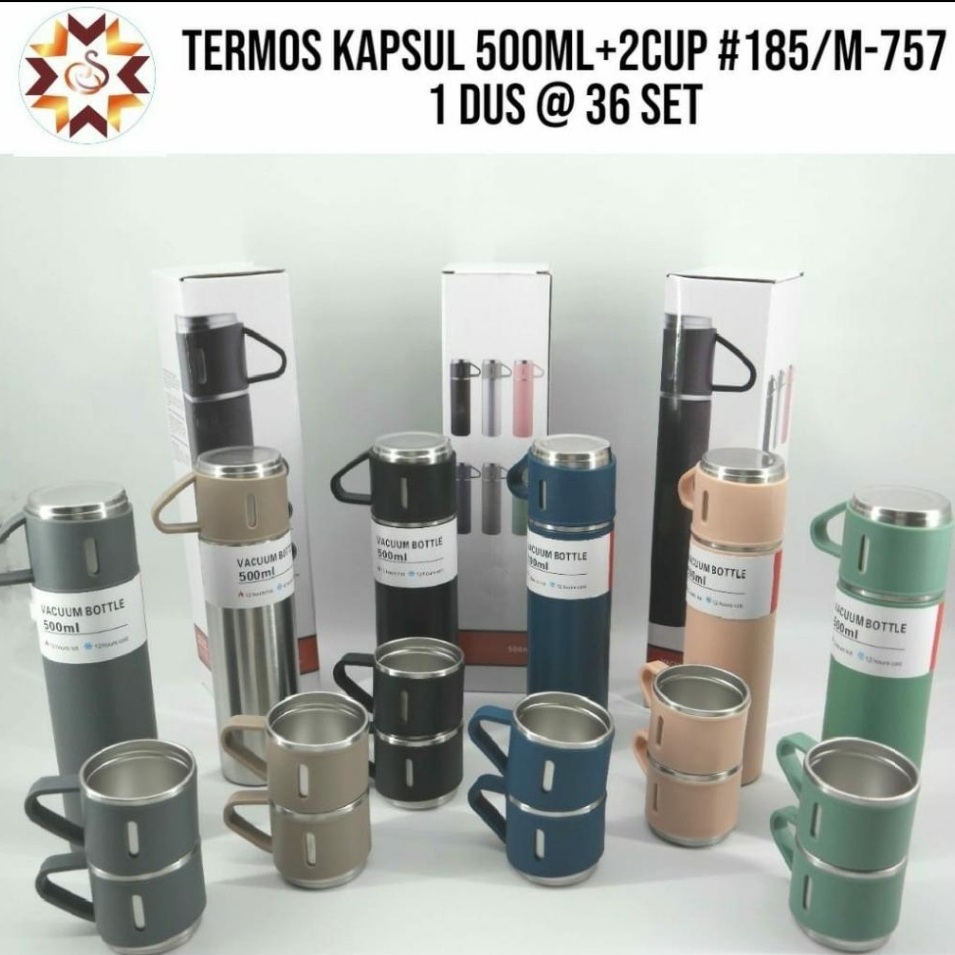 Jual Termos Sultan Set/ Termos Kapsul 500ML +2Cup/ Vacum Flask | Shopee ...