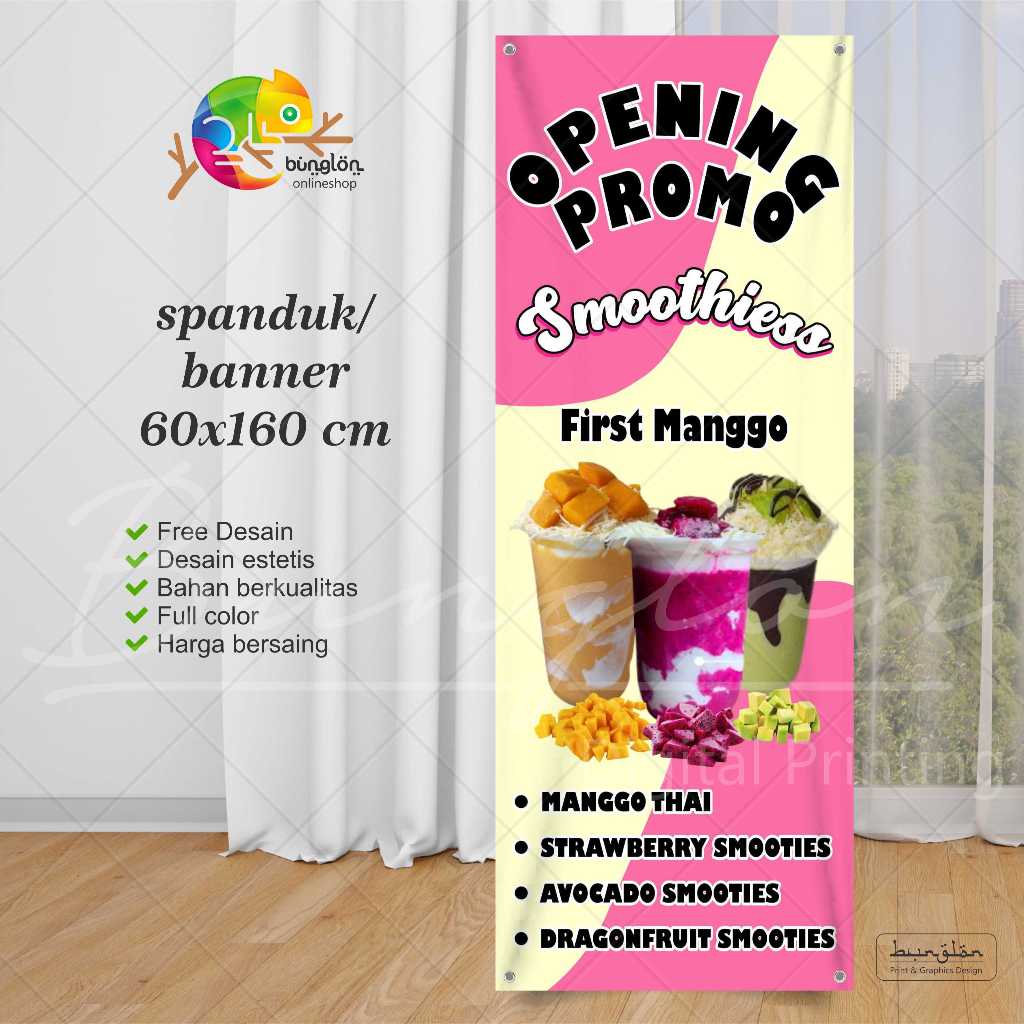 Jual Spanduk Banner Es Smoothies Opening Promo | Shopee Indonesia