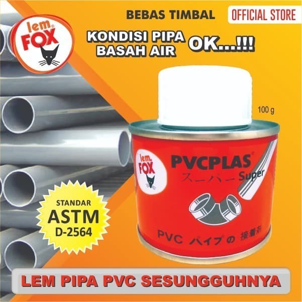 Jual Pvcplas Tube 100 Gram Lem Pvc Lem Pipa Fitting PVC Lem Fox Pvcplas ...