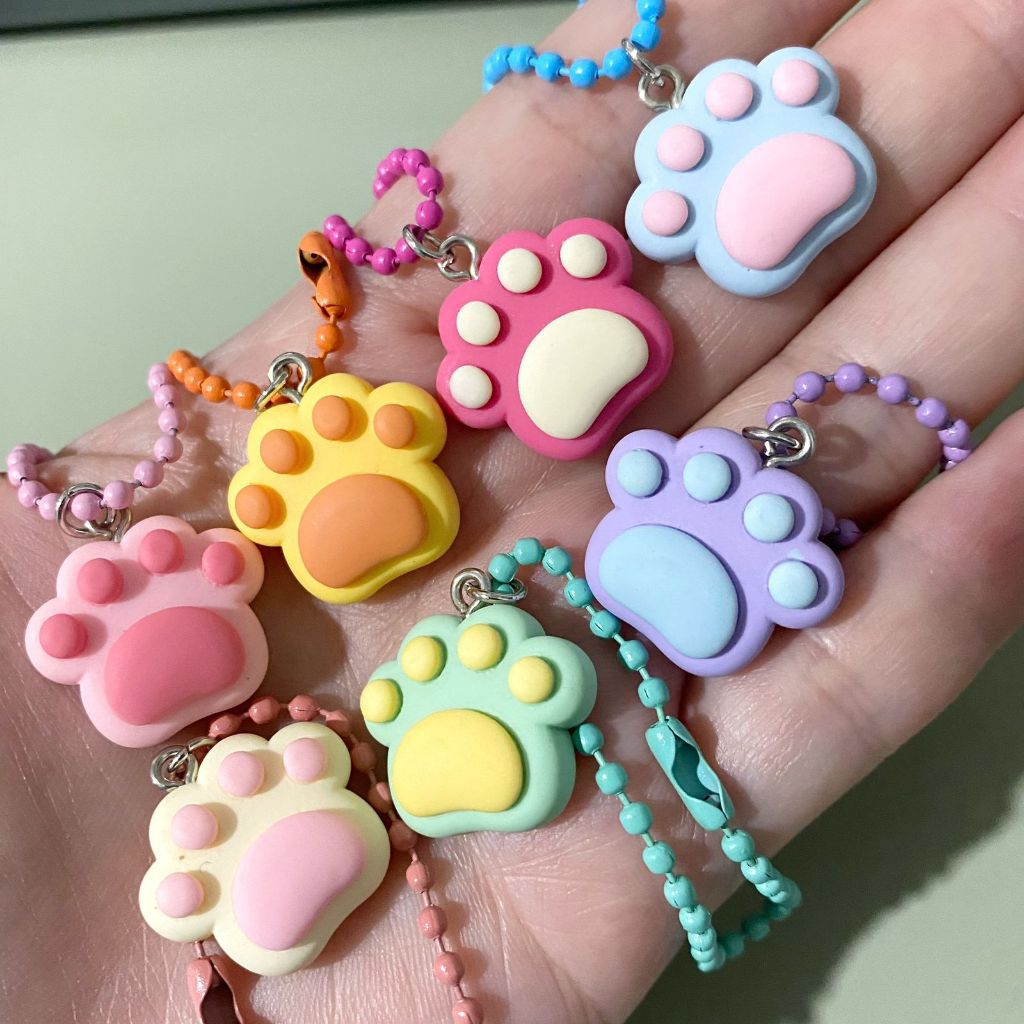 Jual paw clay gantungan kunci mainan lucu telapak kaki kucing anjing ...