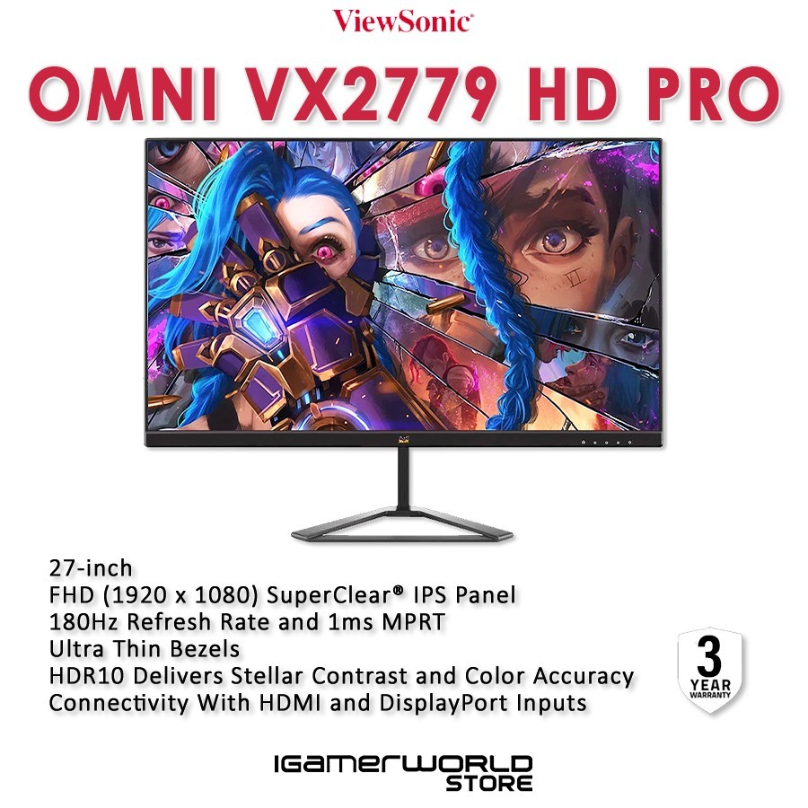 Jual Viewsonic VX2779 HD Pro 27 inch FHD 180Hz 1ms IPS Gaming Monitor | Shopee Indonesia