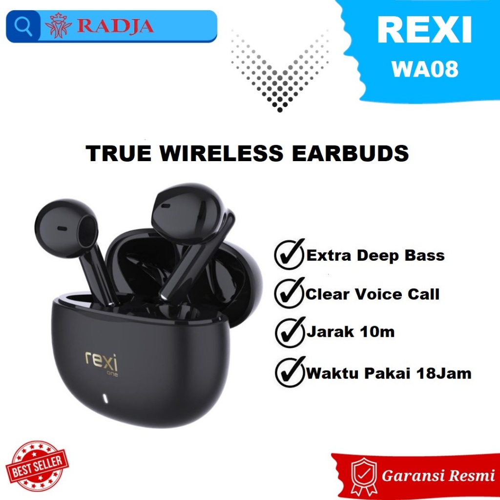 Jual Headset Bluetooth Rexi WA08 Wireless Earphone TWS Earbuds | Shopee ...