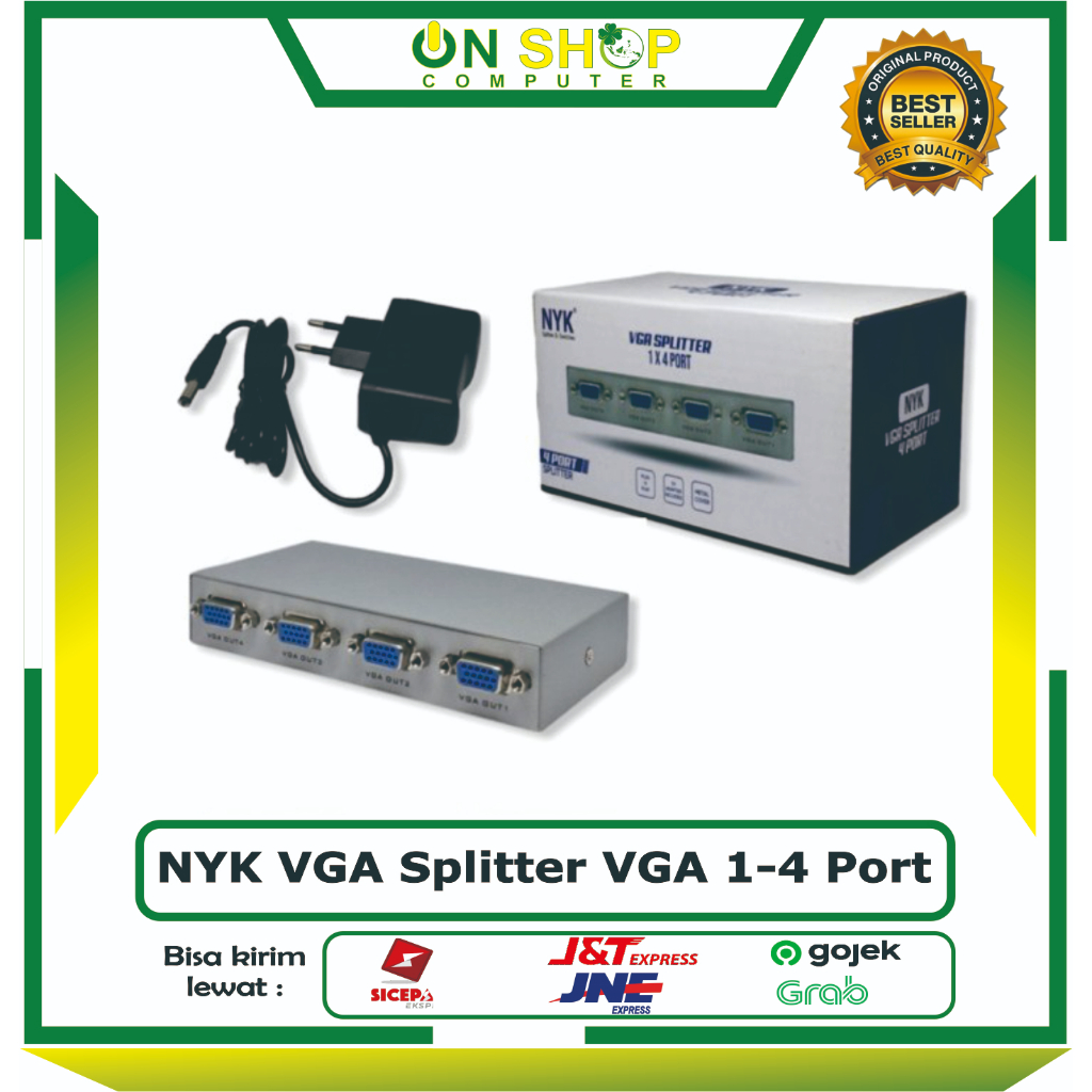 Jual VGA Splitter 1-4 Port NYK / VGA Splitter 4 port | Shopee Indonesia