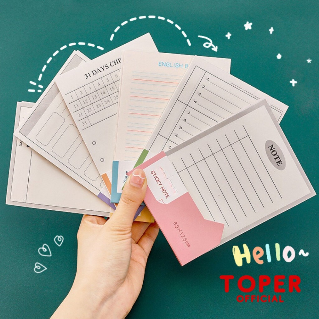 Jual TOPER Sticky Notes Isi 50 Lembar Lucu Memo Daily Use Cute Model ...