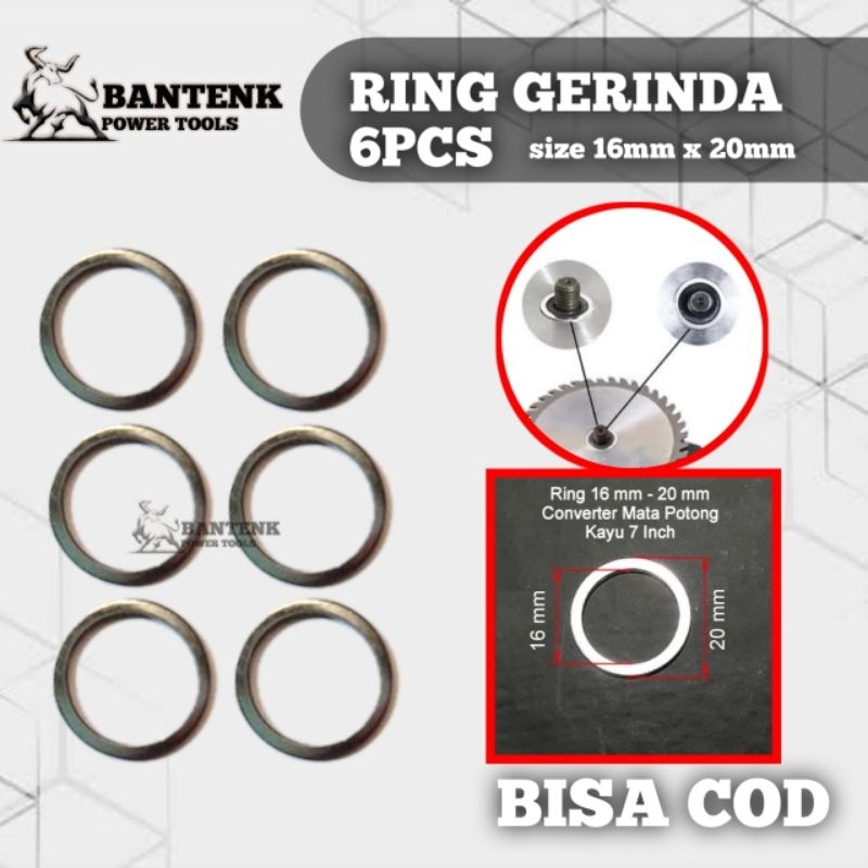 Jual RING GERINDA 6PCS UKURAN 16MM X 20MM RING MATA GERINDA 4INCH ISI ...