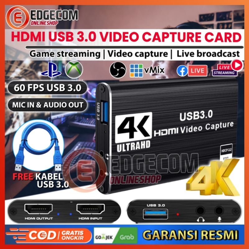 Jual HDMI VIDEO CAPTURE USB 3.0 UHD 4K WITH AUDIO | Shopee Indonesia