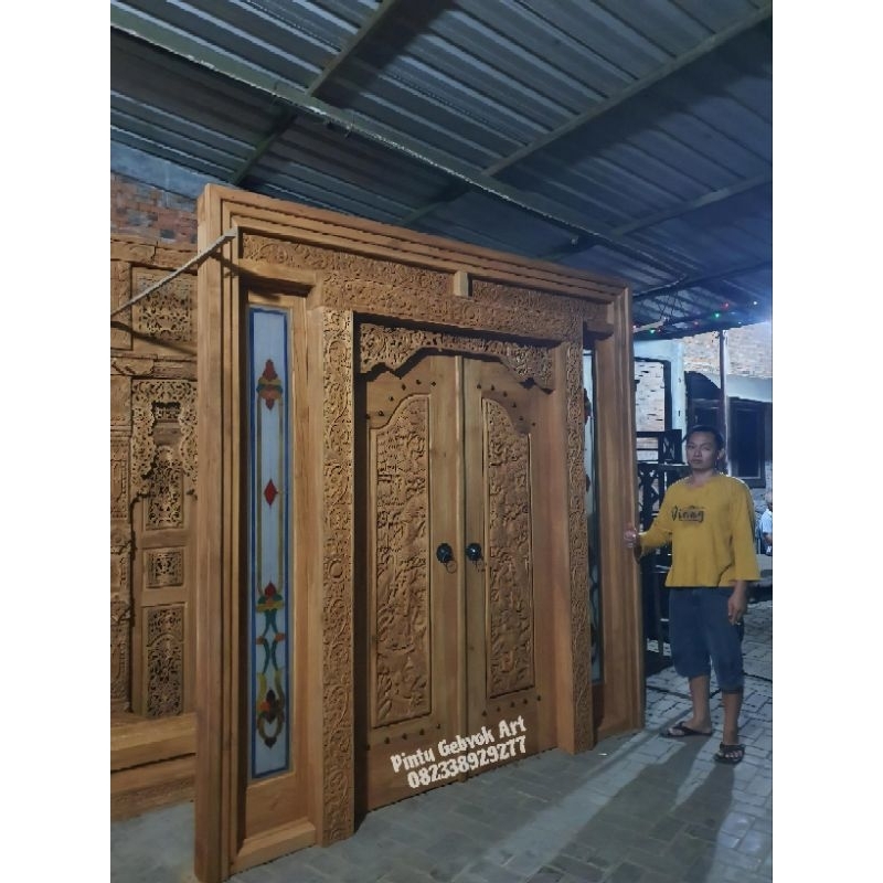 Jual Pintu Gebyok Minimalis jendela kaca 250x265 cm | Shopee Indonesia