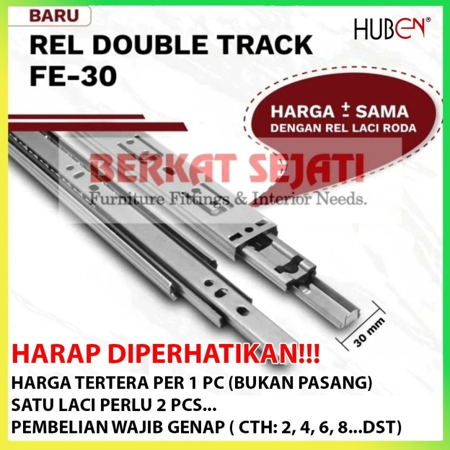 Jual FE30 × 45 cm HUBEN Rel Laci Double Track Full Extension Ball ...