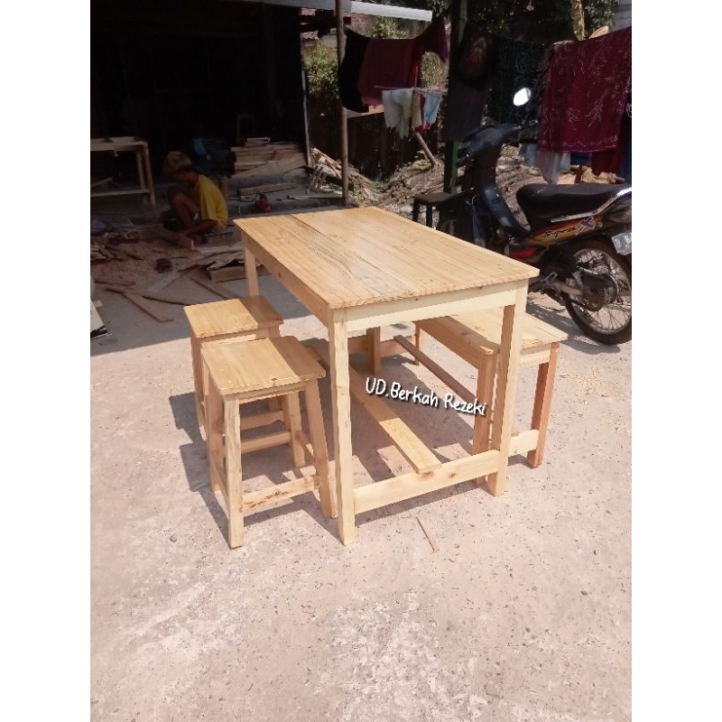 Jual Meja makan warung, meja makan cafe/resto kayu jati belanda | Shopee Indonesia