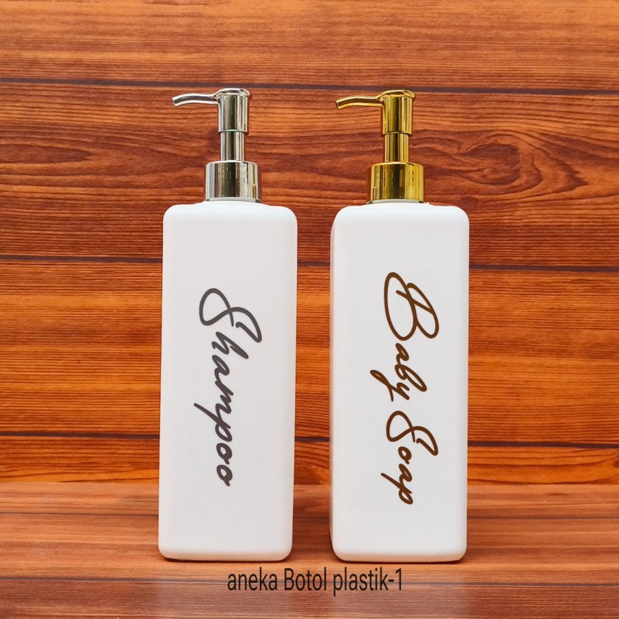 Jual Botol Pump 500ml Hdpe Kotak Putih Doff / botol tempat sabun cair shampoo pump dispenser ...
