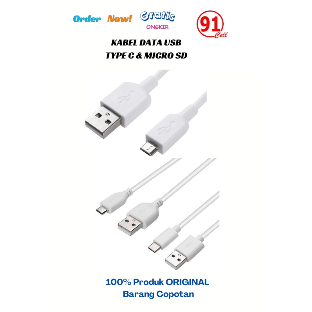Jual Kabel usb type C/ type micro sd /tipe C to C jamin Original ...