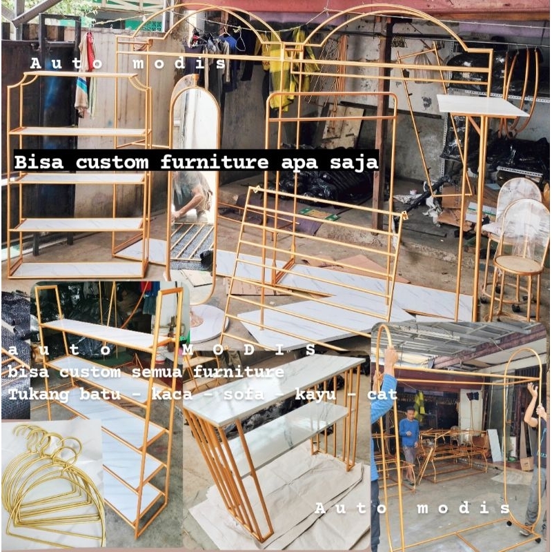 Jual RAK BERTINGKAT SUSUN EMAS GOLD BONGKAR PASANG AESTHETIC ESTETIK ...