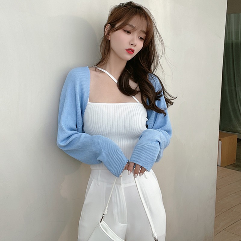 Jual AJW Cardigan Crop Wanita Import Premium Korean Style WAF | Bolero Crop Cardigan Korean ...