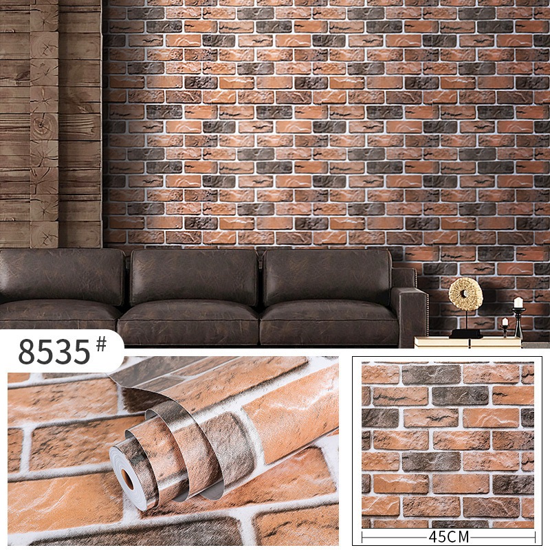 Jual Wallpaper Dinding Bata Bakar Coklat 3D 9m s/d 10m x 45cm | Shopee ...