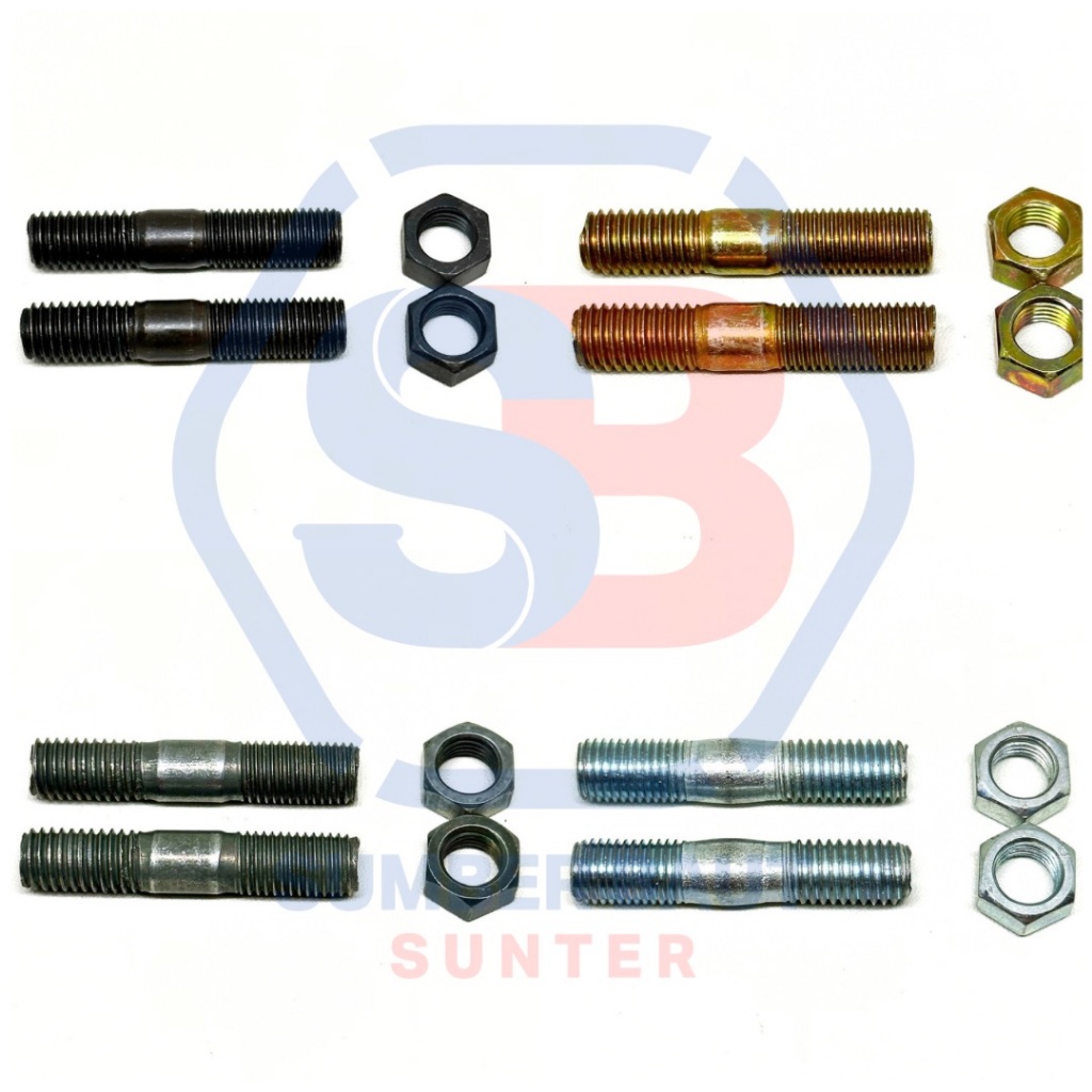 Jual M10 x 1.25 x 1.50 x 50 Baut Tanam Manifold + Mur Drat Halus Kasar ...