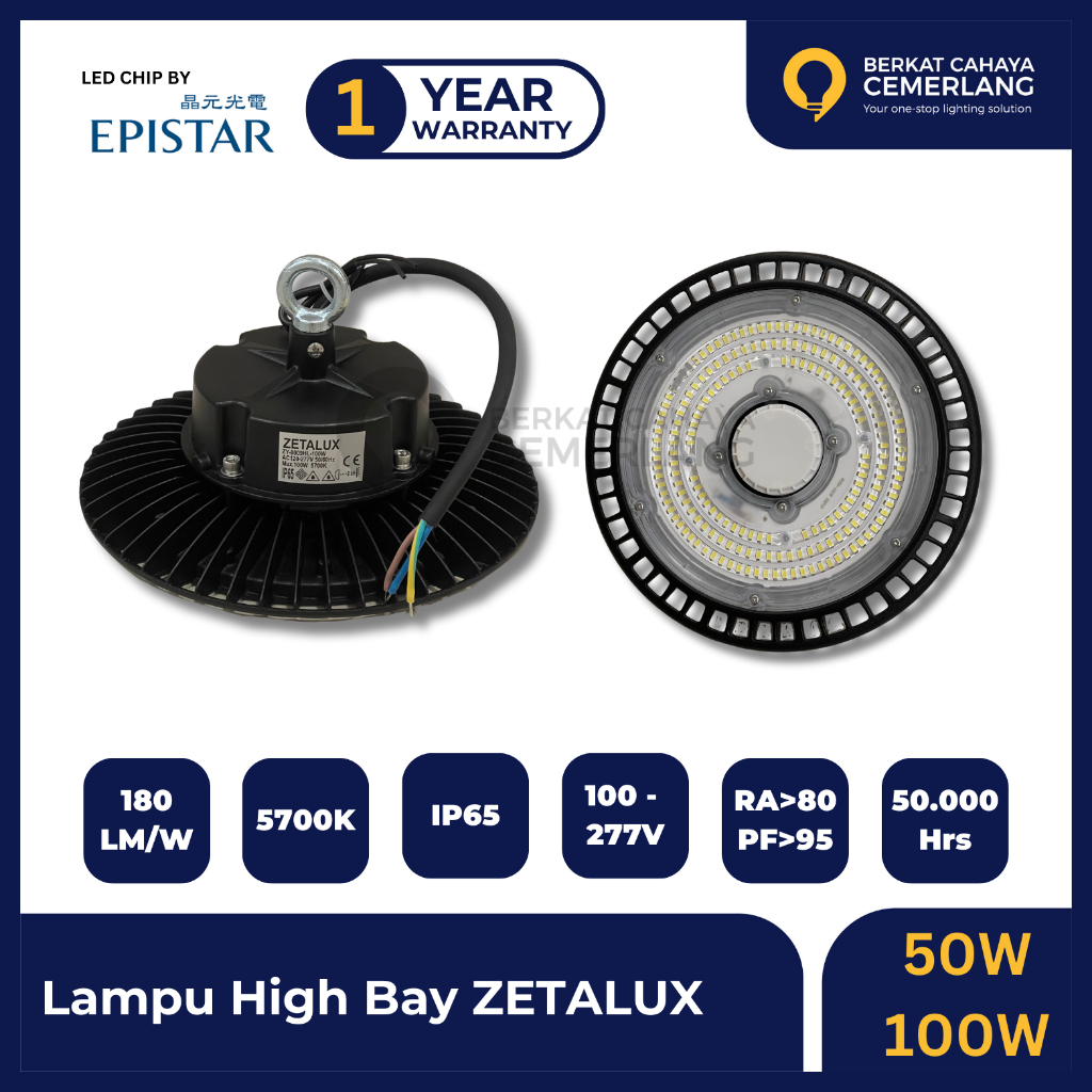 Jual Lampu High Bay ZETALUX 100W 200W HighBay UFO LED Lampu Gantung ...
