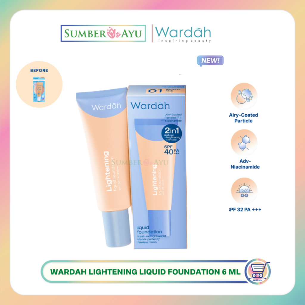 Jual SUMBER AYU Wardah Lightening Liquid Foundation Sachet 6ml | Shopee ...