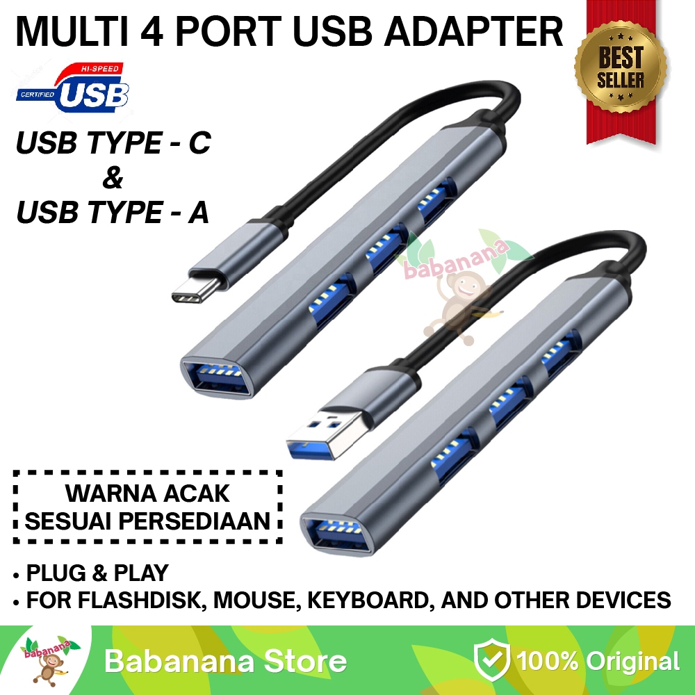 Jual USB 3.0 HUB 4 PORTS Splitter Cabang Adapter Converter TYPE-C TYPE-A | Shopee Indonesia