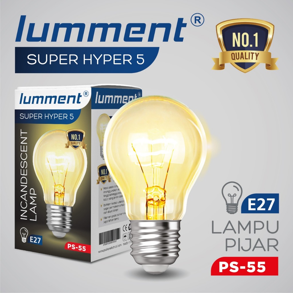 Jual Lumment Lampu Pijar Bohlam Dop Super Hyper 5 PS-55 Cahaya Kuning ...