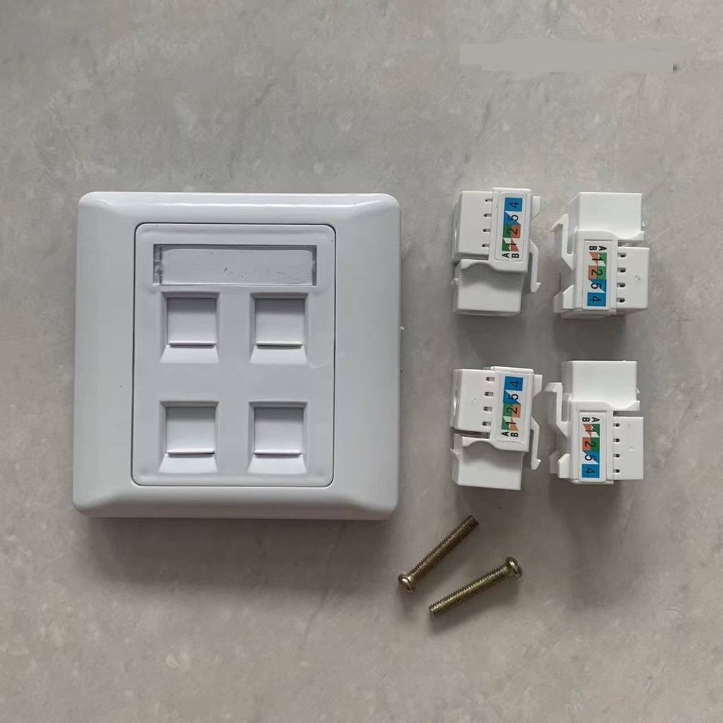 Jual Face Plate Lan RJ45 Wall Plate 4 Ports+4pcs Modular Cat 5E or Cat ...