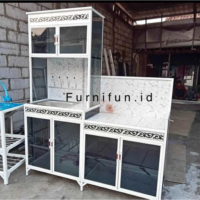 Jual Rak Piring Aluminium / Kitchen Set Aluminium / Rak Piring kaca ...