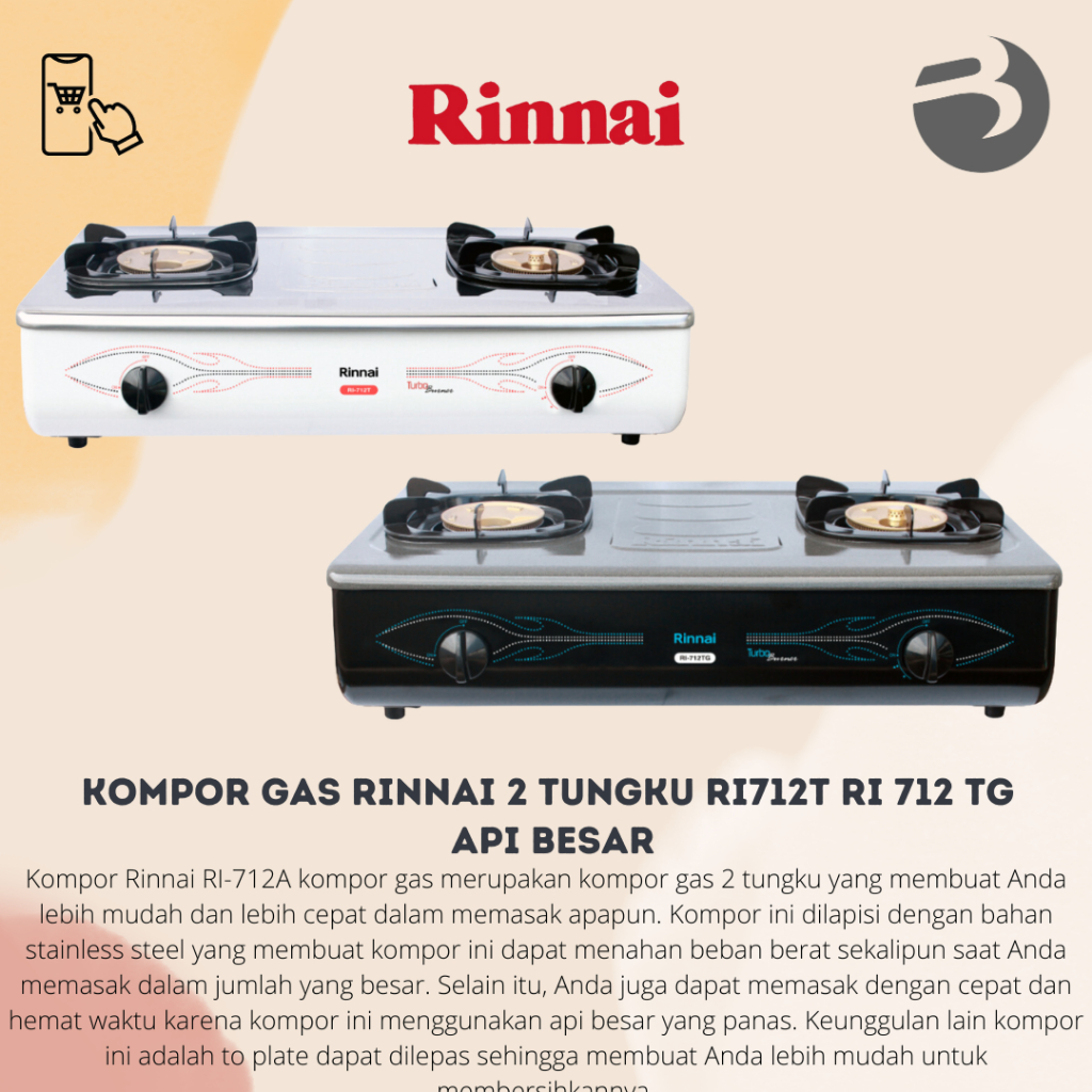 Jual KOMPOR GAS RINNAI 2 TUNGKU RI712T RI 712 TG API BESAR | Shopee Indonesia