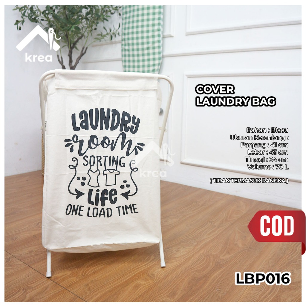 Jual COVER LAUNDRY BAG DESIGN MINIMALIS BAHAN BLACU ( TANPA RANGKA BESI ...