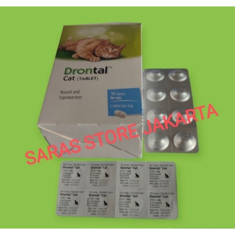 Jual DRONTAL For Cat Obat Cacing Kucing ORIGINAL - Per 1 tablet/butir ...