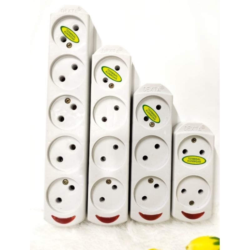 Jual DEXTA STOP KONTAK GEPENG PIPIH 4 LUBANG + LAMPU TERMINAL KUNINGAN ...