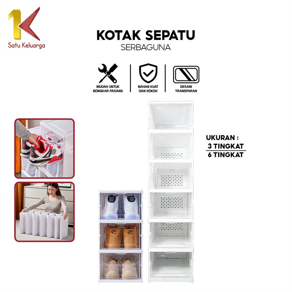 Jual Satu Keluarga Rak Sepatu Lipat Anti Debu Serbaguna C867 Shoe Box Praktis MultiLayer Lemari ...