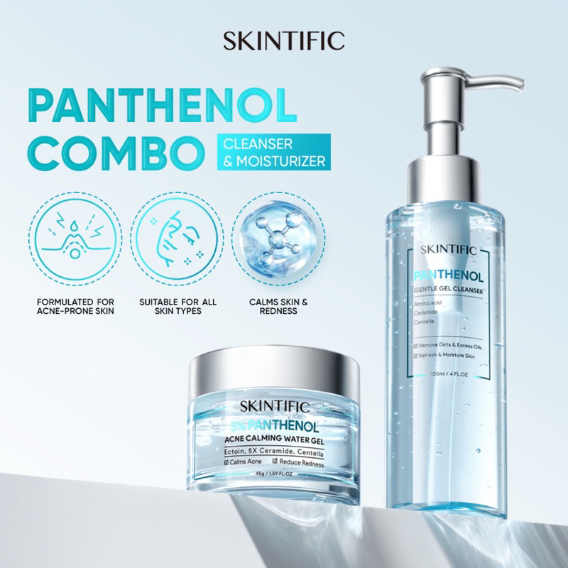 Jual SKINTIFIC Set 5% Panthenol Gel Moisturizer + Gel Facial Cleanser ...