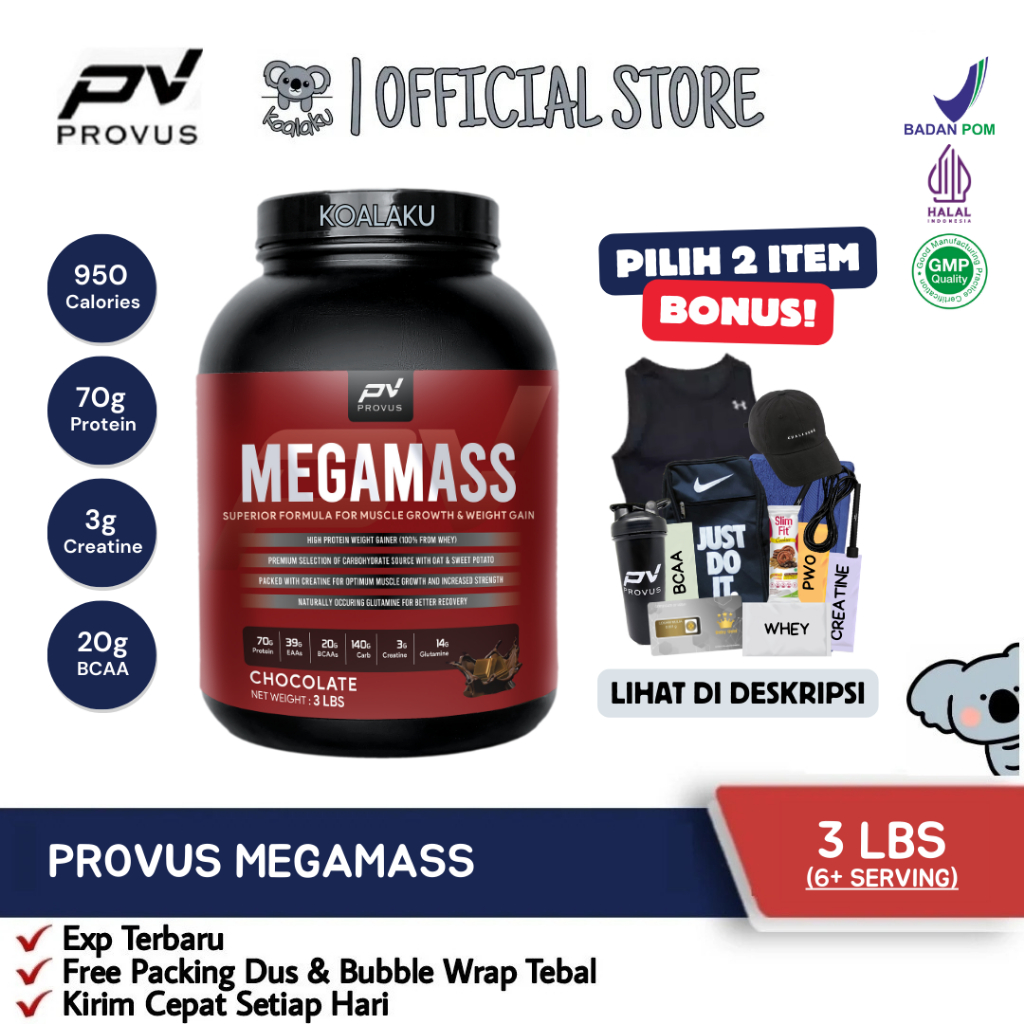 Jual Provus Mega Mass Gainer 3lbs 1.35 kg 2 lbs Megamass Susu Protein ...