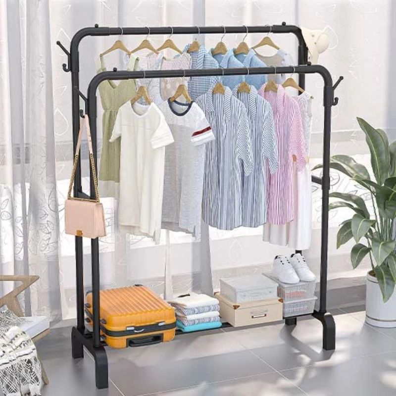 Jual Gantungan Baju Rak Lemari + Jemuran Stand Hanger Tempat Pakaian ...