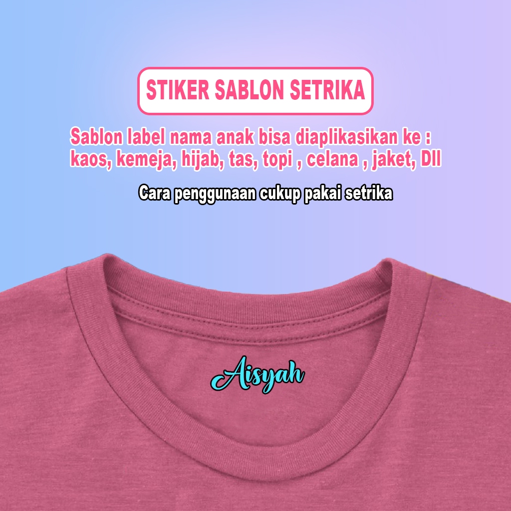 Jual Stiker label nama sablon setrika custom | Shopee Indonesia