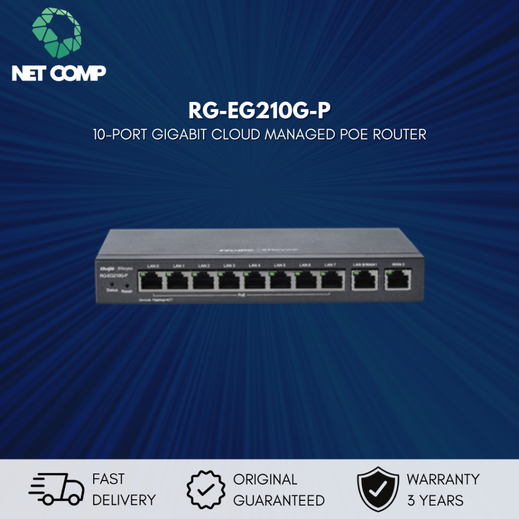 Jual RG-EG210G-P V3 Ruijie Reyee 10 Port Gigabit Cloud Managed PoE ...