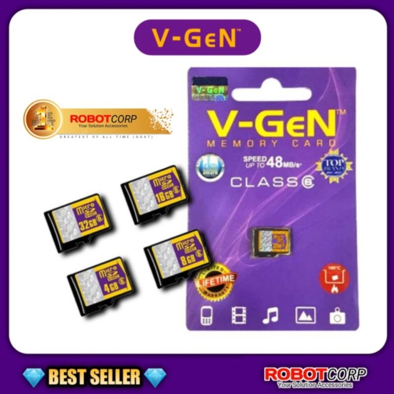 Jual Micro SD V-GEN 32gb 16gb 8gb 4gb Class 6 VGEN Memory Card MicroSD ...