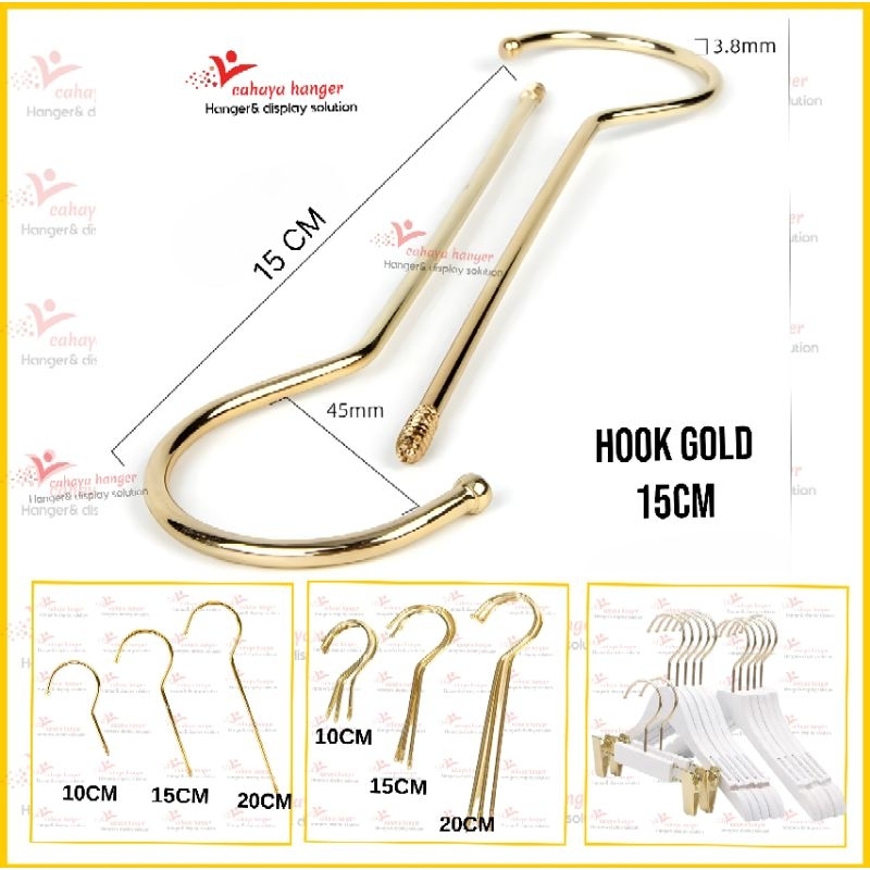 Jual huk hanger kayu gold huk gold bulat 15cm hook hanger kayu GOLD ...
