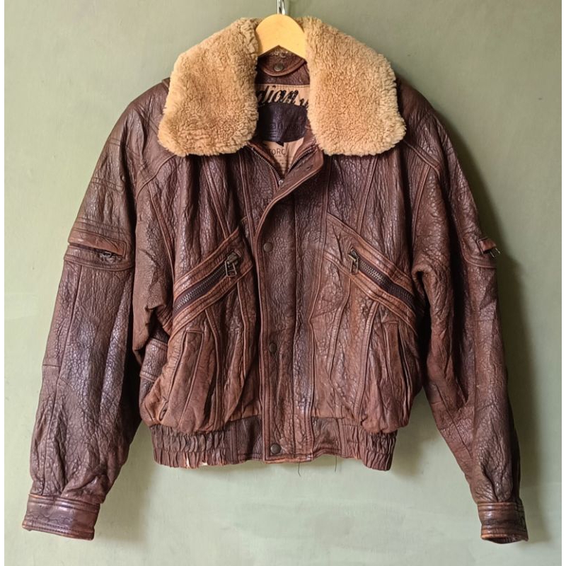 Jual JAKET BOMBER PILOT KULIT DOMBA ASLI WIND ARMOR | Shopee Indonesia