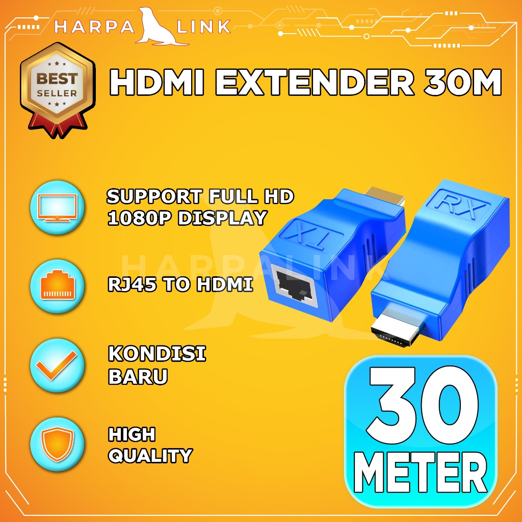 Jual HDMI Extender 30M Over Kabel LAN RJ45 UTP Cat5e Cat5 Cat6 Hdmi Lan Adapter 30 Meter ...