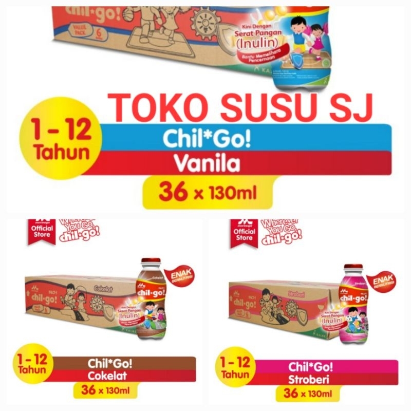 Jual CHIL GO/CHILGO CAIR LIQUID uht CARTON 36X130ML VANILA COKLAT ...