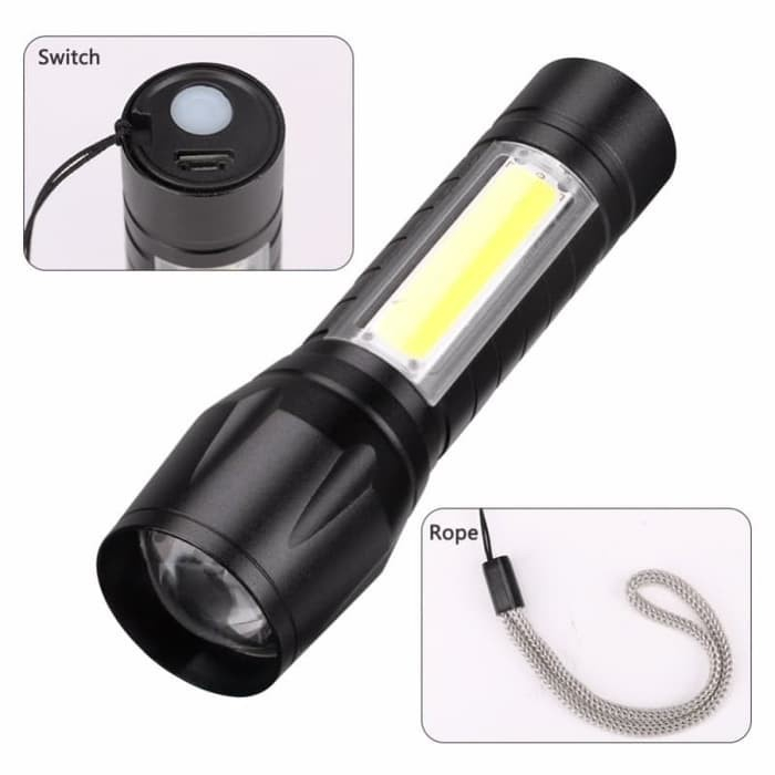 Jual LAMPU SENTER LED COB MINI SUPER TERANG 3 MODE - TELESCOPIC ZOOM FLASHLIGHT - OUTDOOR MINI ...