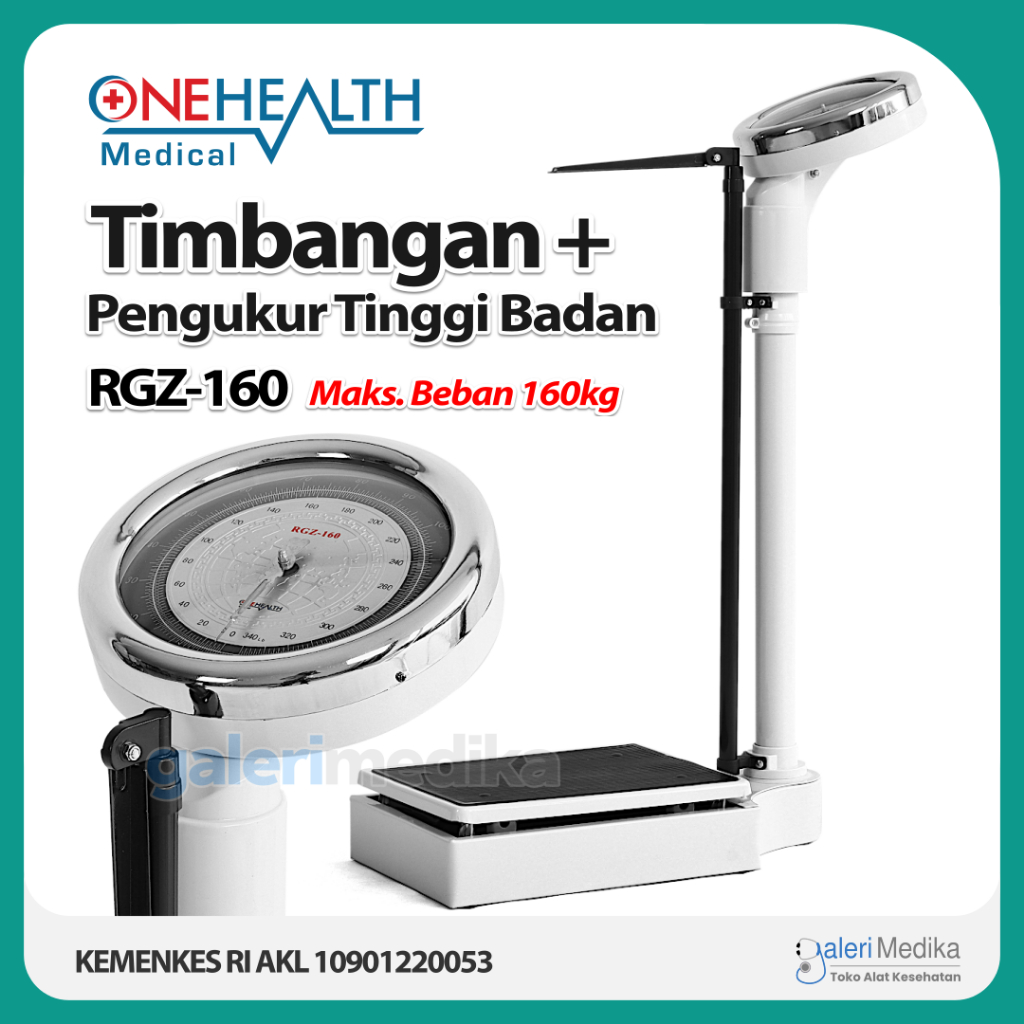 Jual Timbangan Berat Badan + Pengukur Tinggi Badan OneHealth RGZ-160 ...