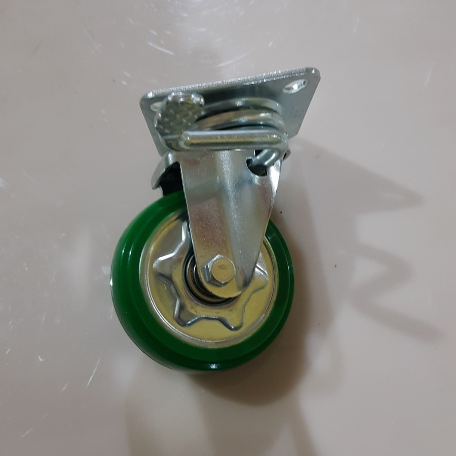 Jual Roda Troley /Rak Pu osaka hijau 4 inch ( rem) | Shopee Indonesia