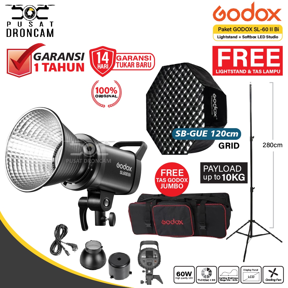 Jual Godox SL60IIBI Bi Color Video Led Bowen Mount Lampu Studio ...